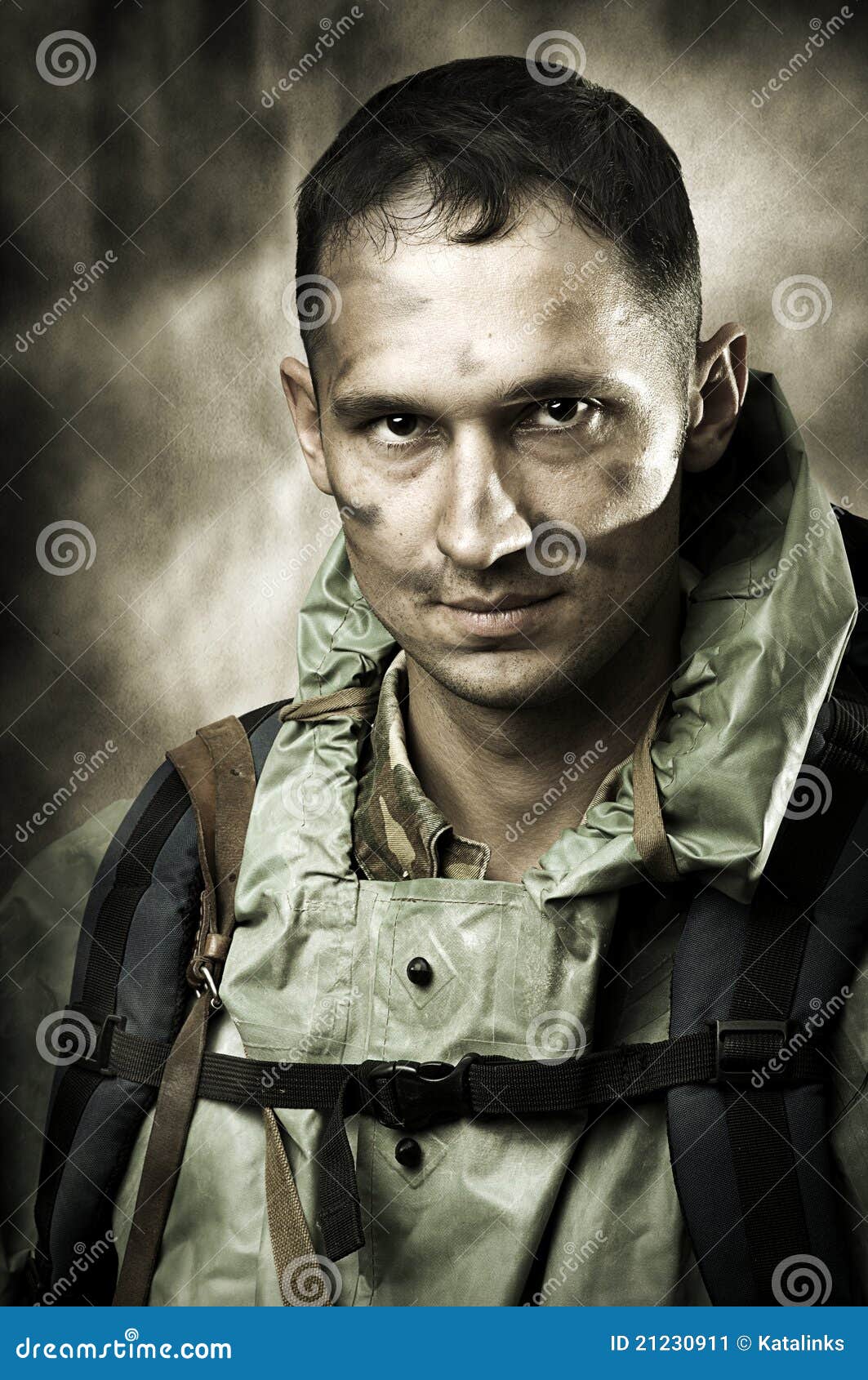 Portrait of Sad Soldier Handsome Man Stock Image - Image of male ...