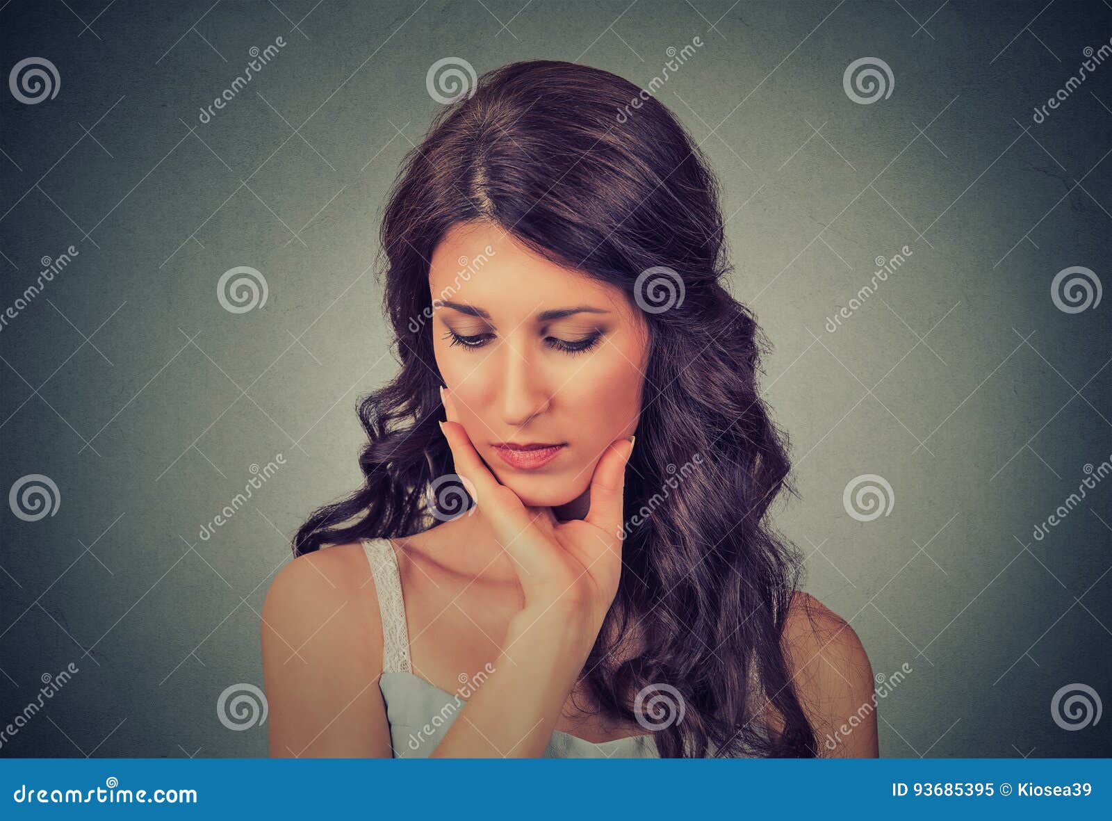 Portrait of a Sad Woman Looking Down Stock Image - Image of face ...