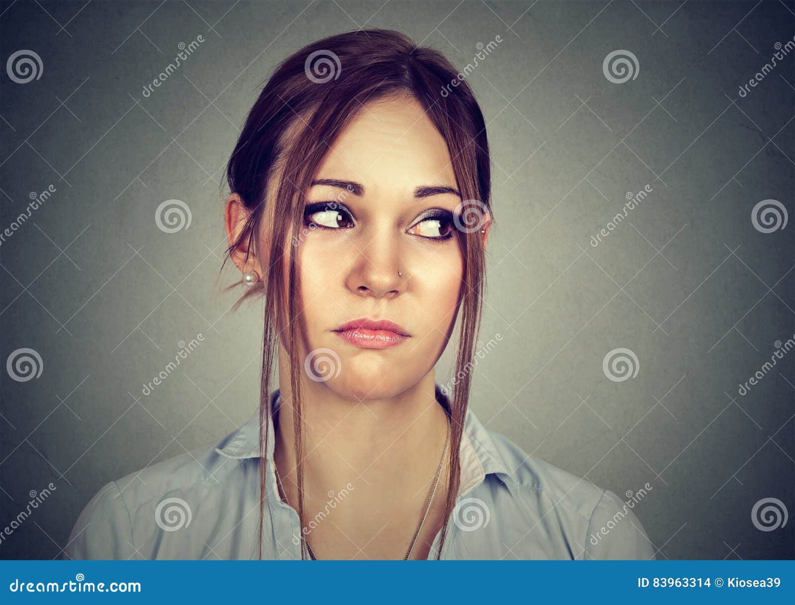 Portrait of a Sad Woman Looking Sideways Stock Photo - Image of face ...
