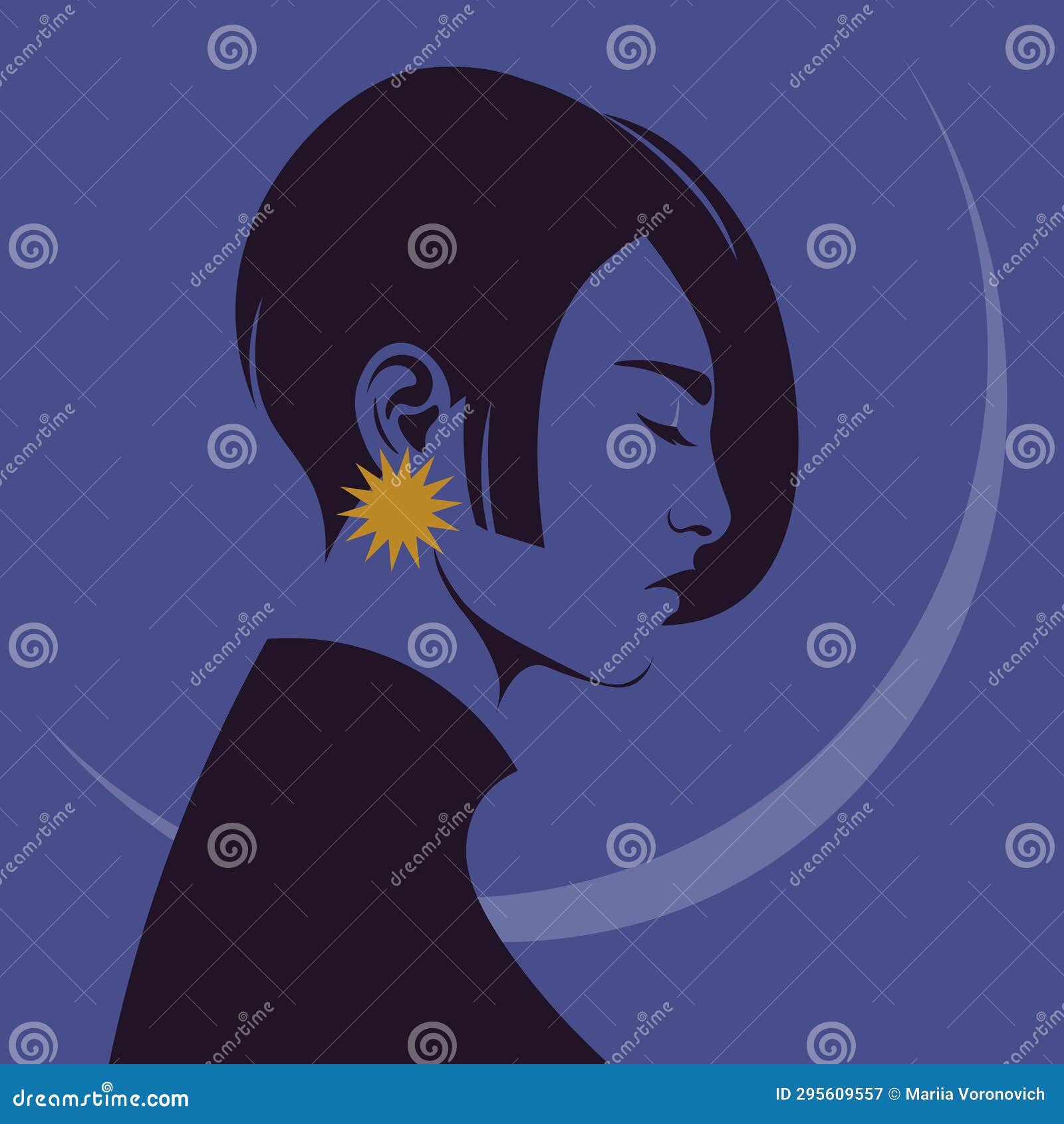 A Portrait of a Sad Woman in Profile. Depression. Side View. Stock ...