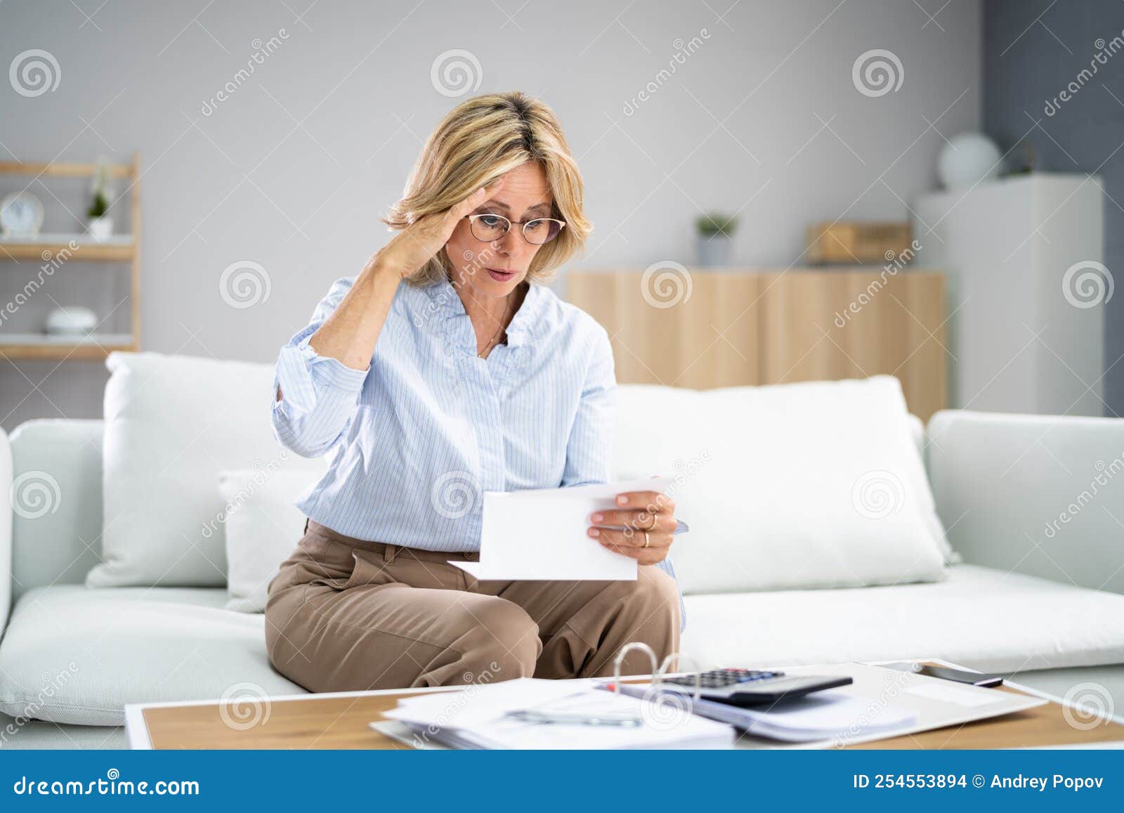 Portrait of a Sad Woman Reading Stock Photo - Image of expression ...