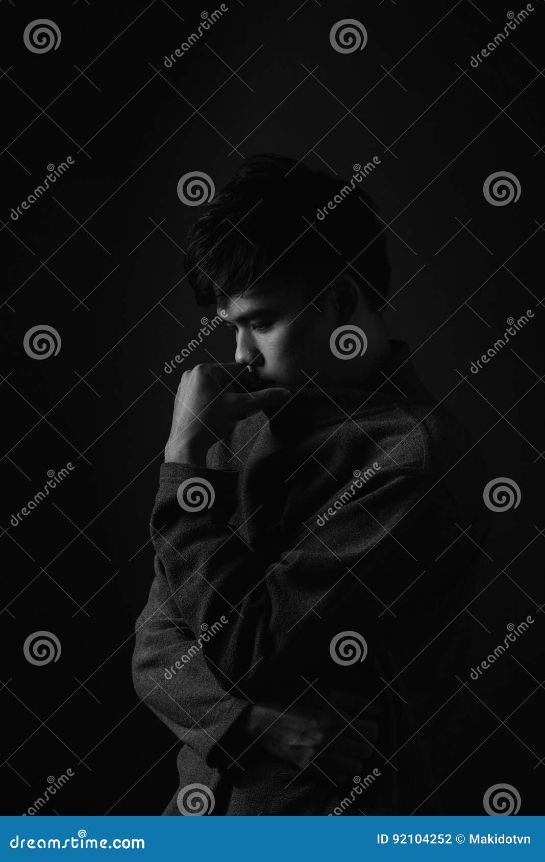 Portrait of Sad Young Asian Men. Sadness Stock Photo - Image of ...