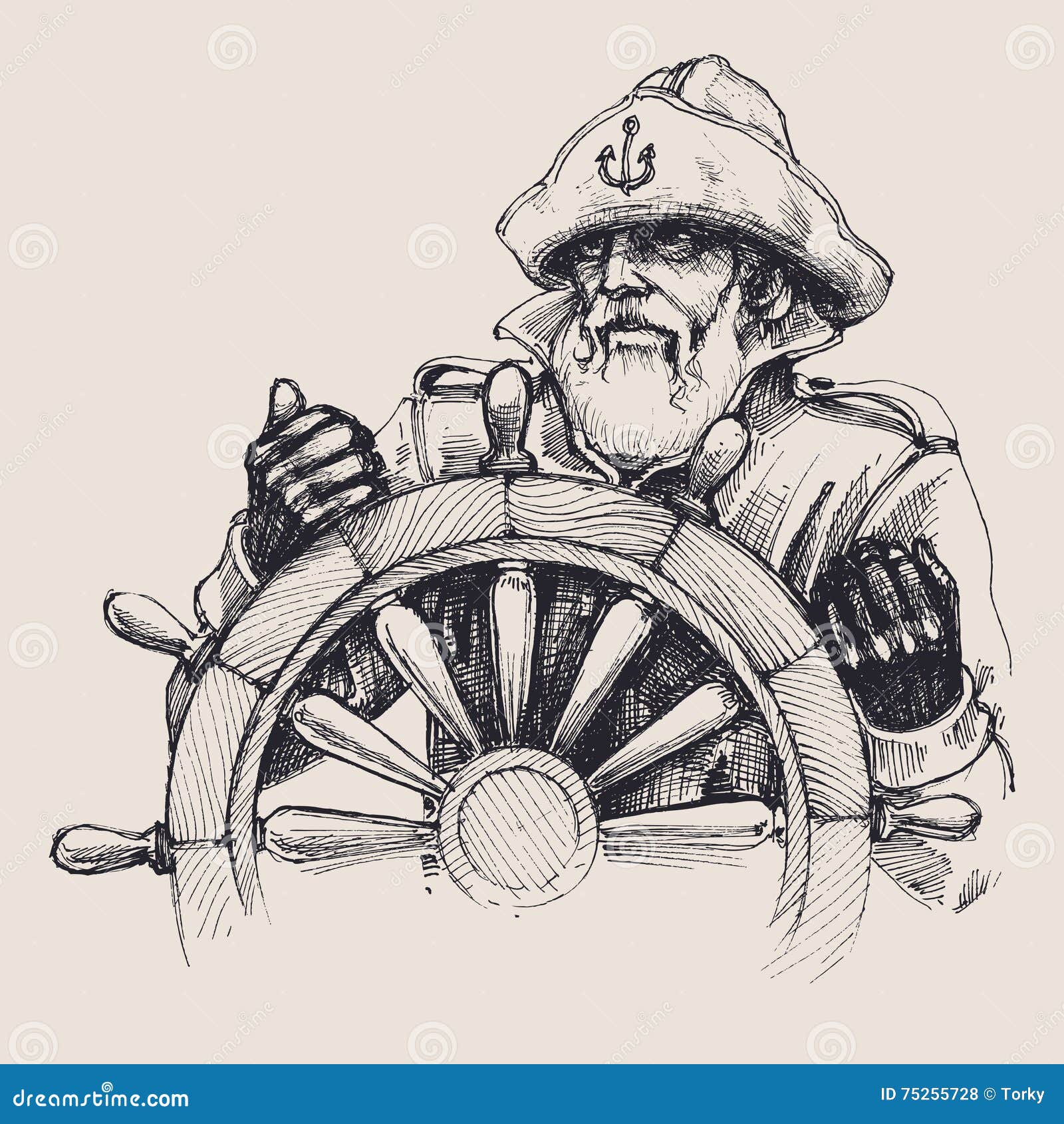 Portrait of a sailor stock vector. Illustration of navy - 75255728