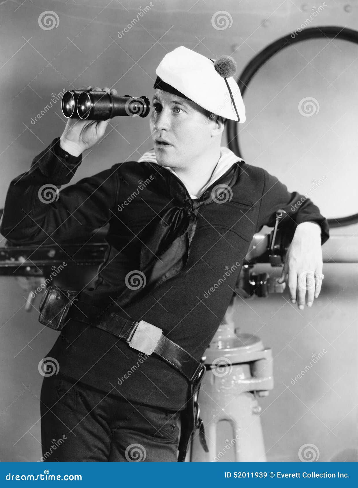 Portrait of Sailor Looking through Binoculars Stock Image - Image of ...