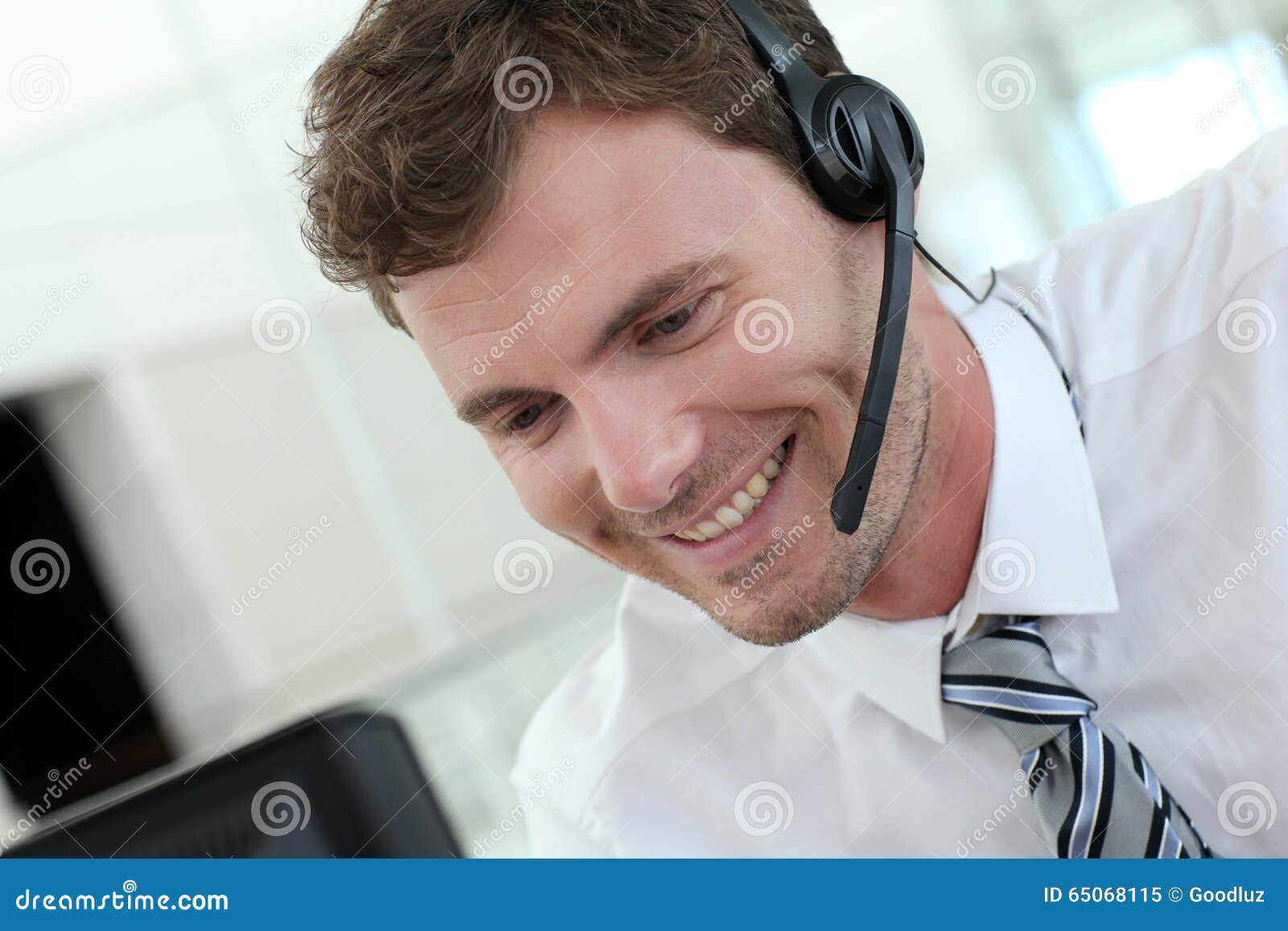 Portrait of Salesman Working on Computer Stock Image - Image of ...