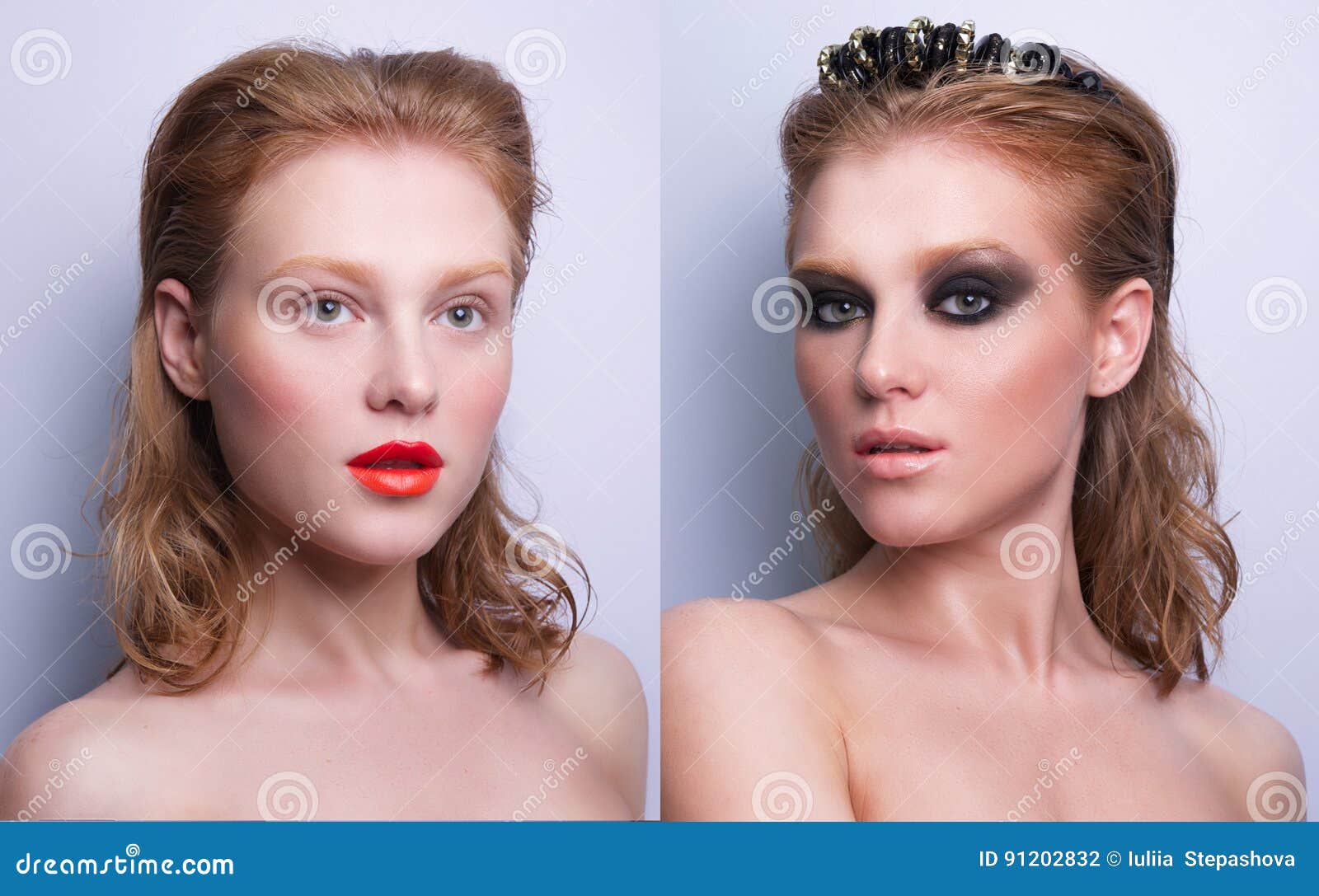 Portrait of Same Girl with Two Different Makeup Stock Photo - Image of ...