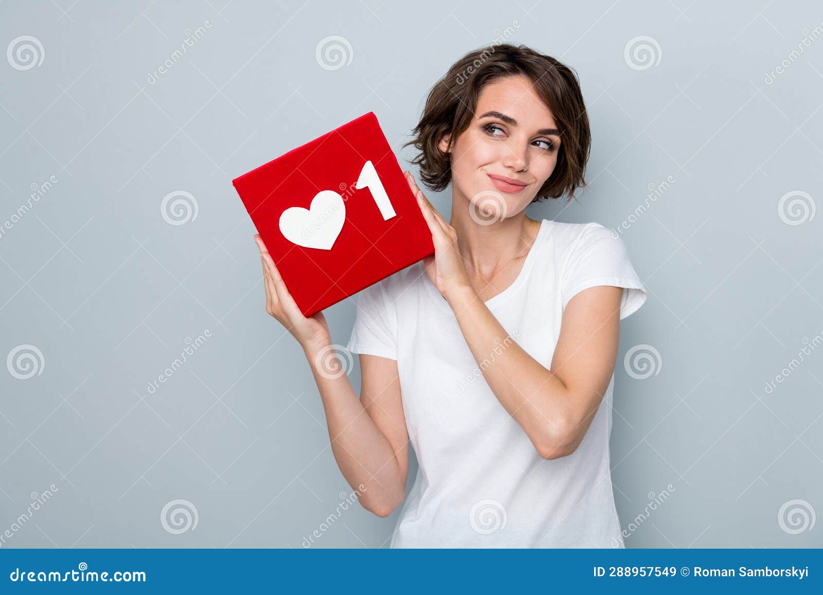 Portrait Of Satisfied Girl With Bob Hairstyle Wear Stylish T Shirt Look