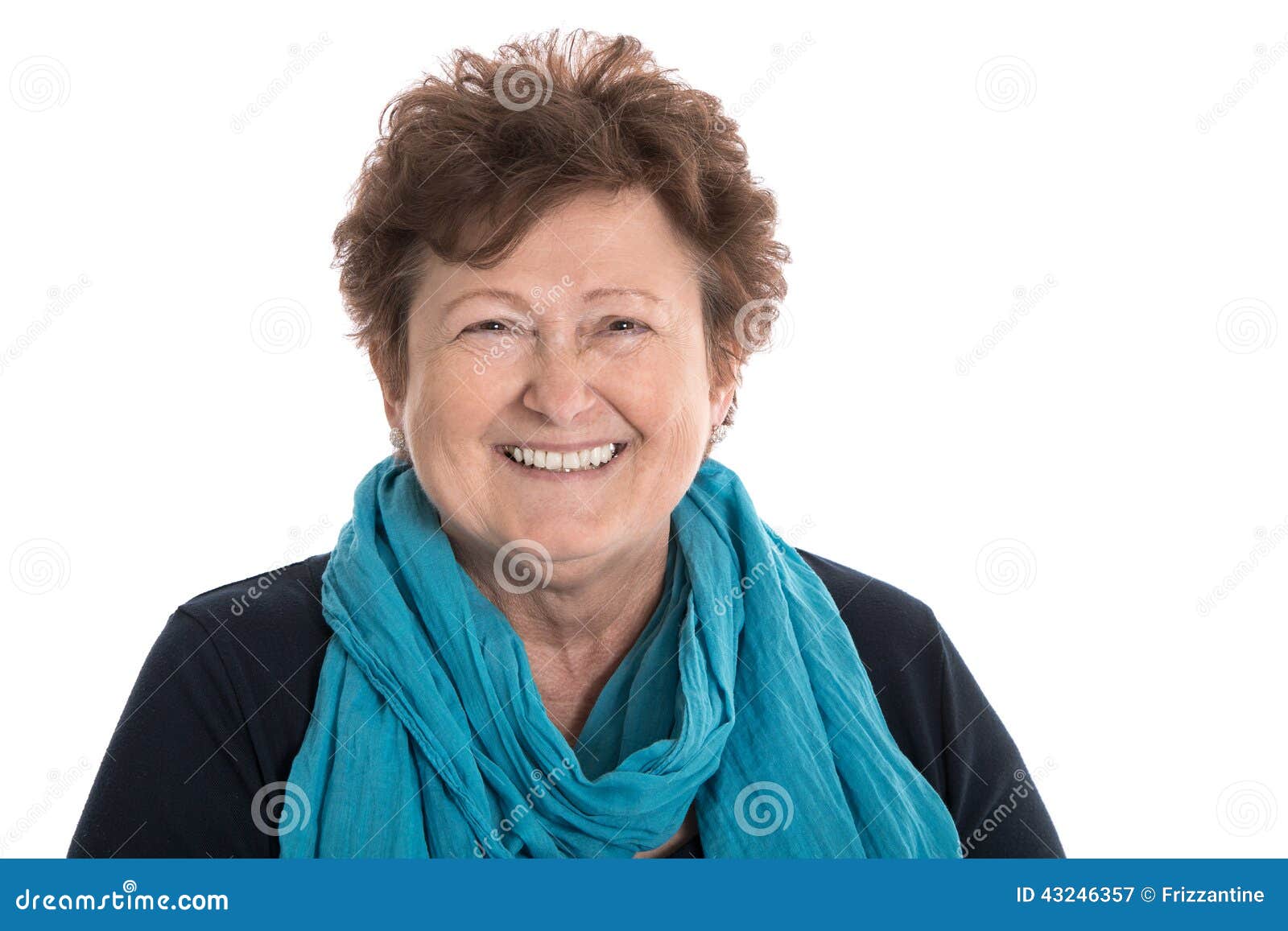 Portrait Of A Satisfied Smiling Older Woman Isolated Over White Stock