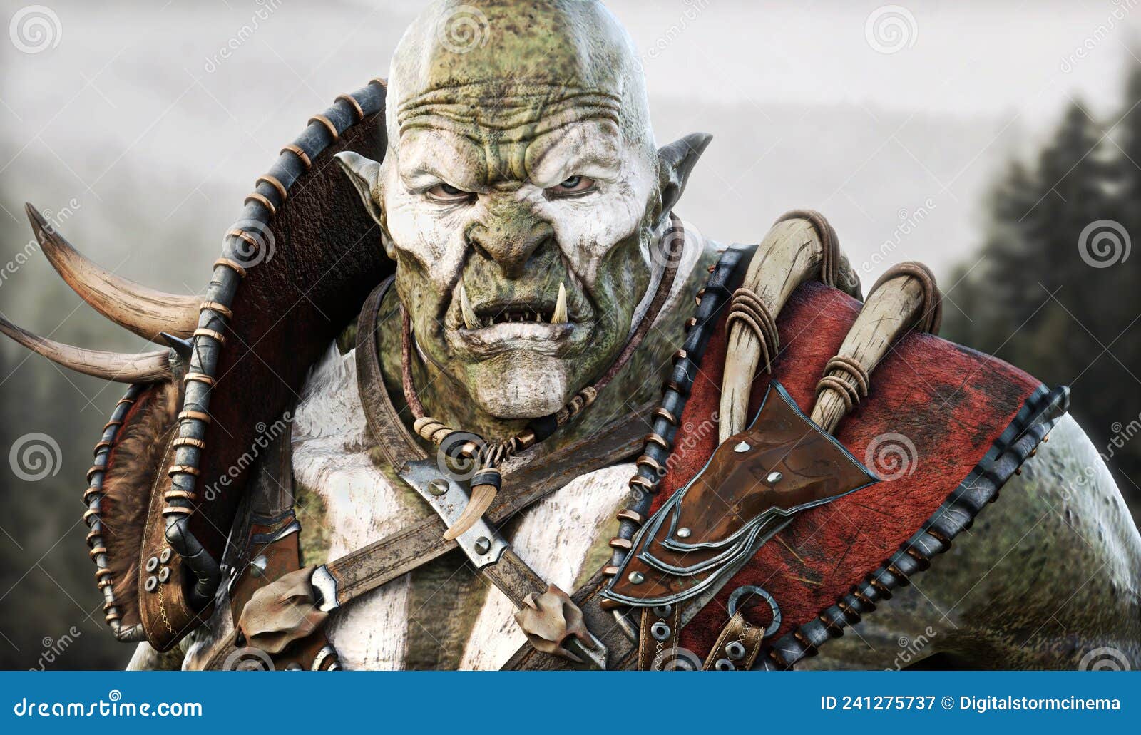 Portrait of a Savage Orc Brute Wearing Traditional Armor. Fantasy ... Portrait of a Savage Orc Brute Wearing Traditional Armor. Fantasy ...