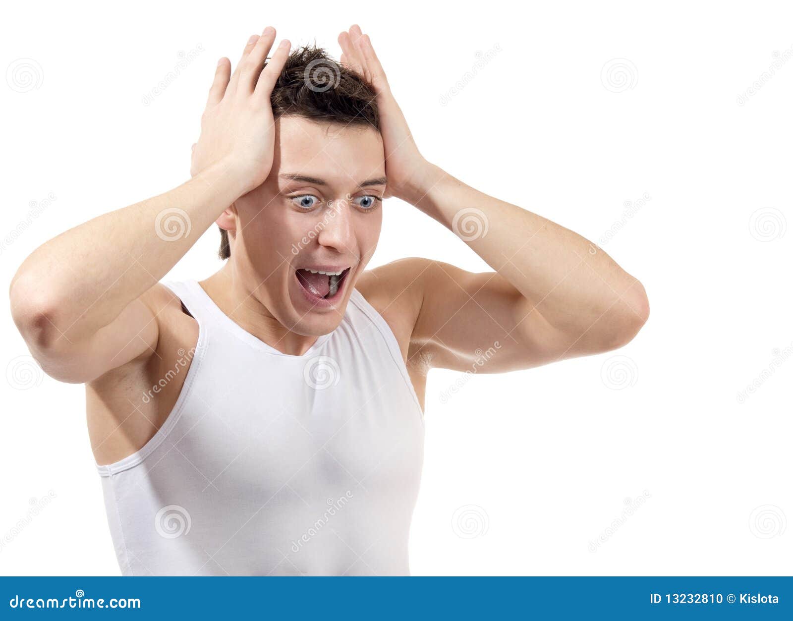 Portrait of Scared Male, Isolated on White Backgro Stock Photo - Image ...