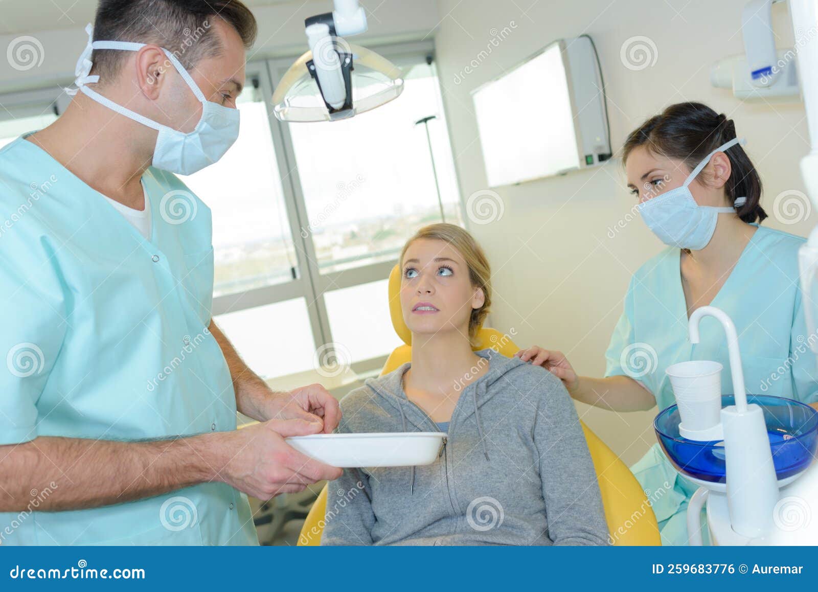 Portrait scared patient stock photo. Image of dental - 259683776