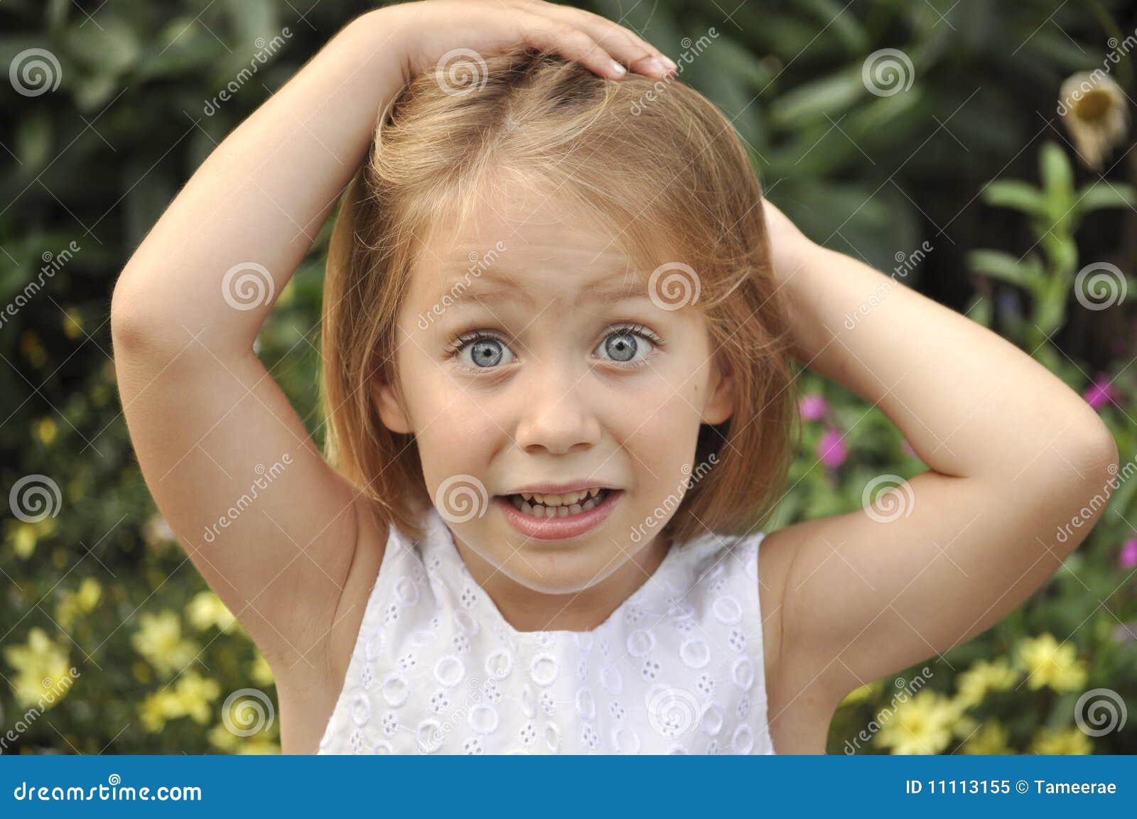 Portrait of Scared Young Girl Stock Image - Image of white, happy: 11113155
