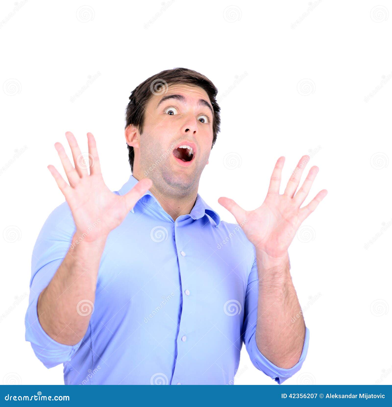 Scared Young Man Portrait Isolated On White Royalty-Free Stock Photo ...