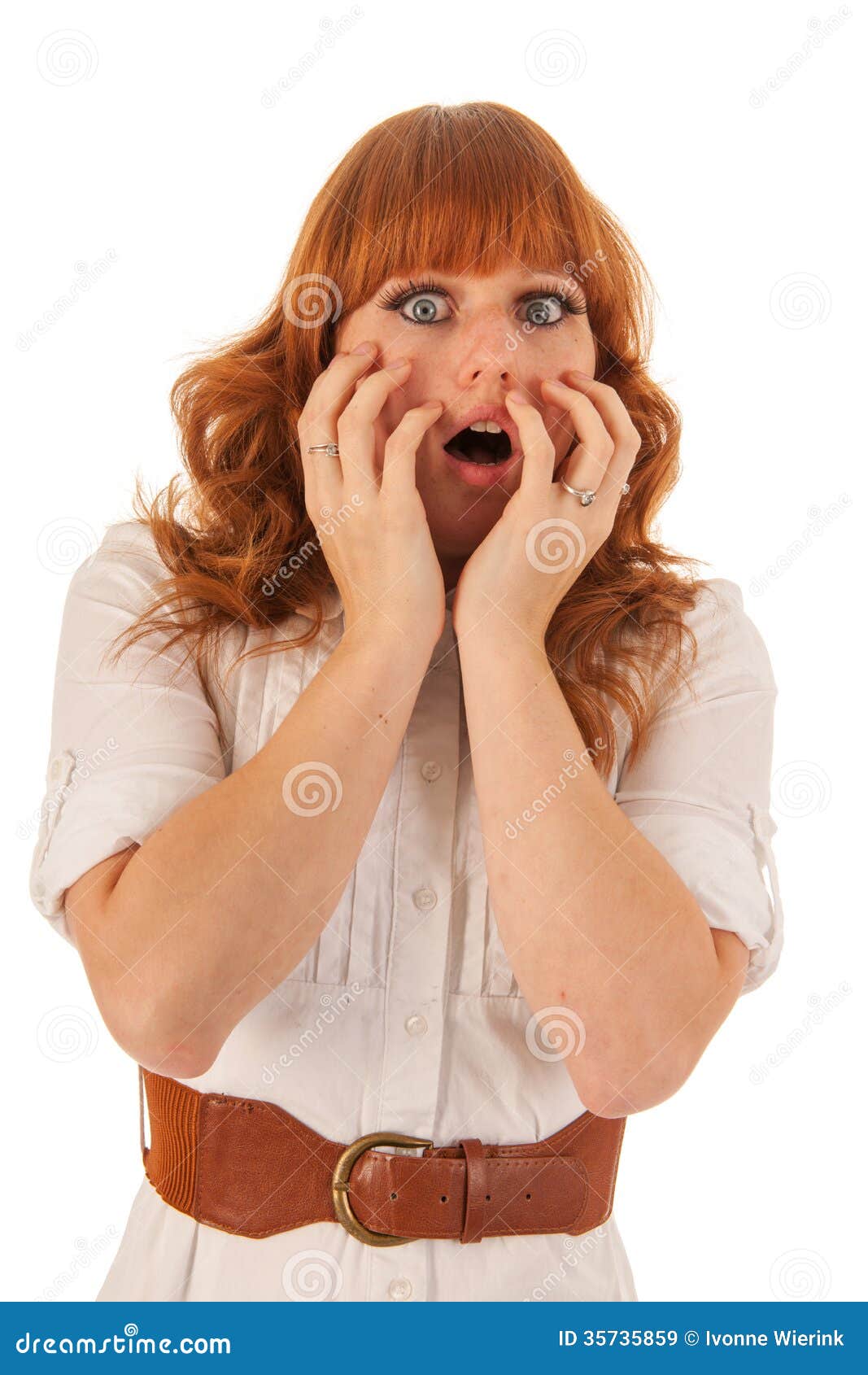 Portrait scaring woman stock image. Image of young, attractive - 35735859