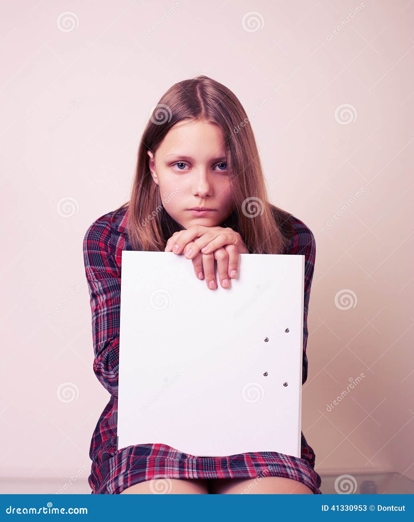 Portrait of a School Girl with Folder Stock Image - Image of education ...