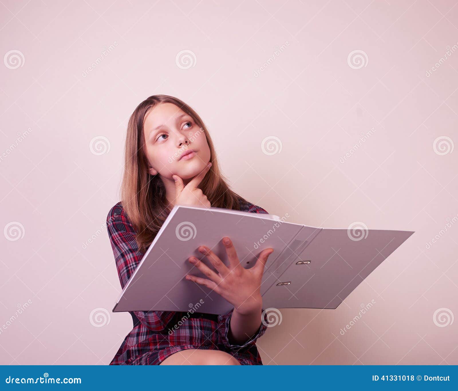 Portrait of a School Girl with Folder Stock Photo - Image of girl ...
