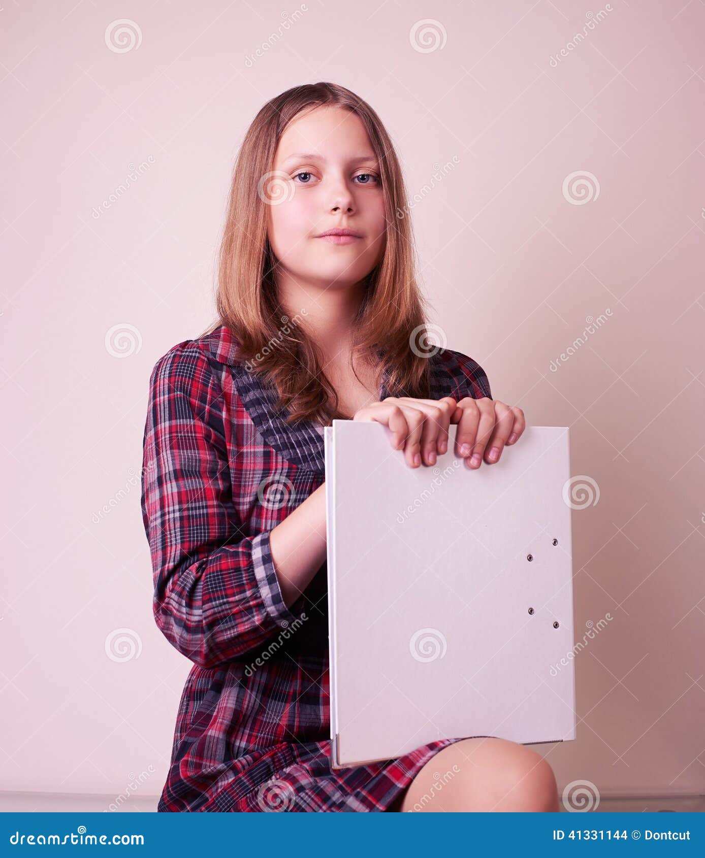 Portrait of a School Girl with Folder Stock Photo - Image of female ...