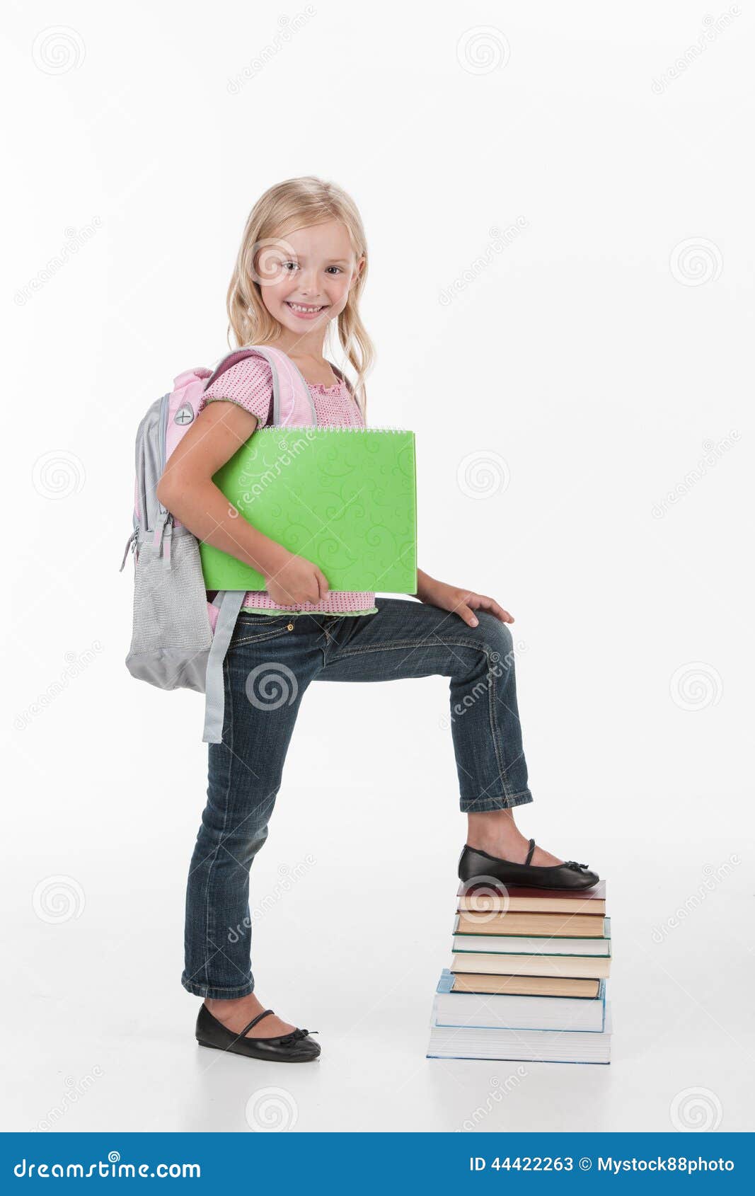 Portrait of School Girl Holding Books. Stock Image - Image of learn ...