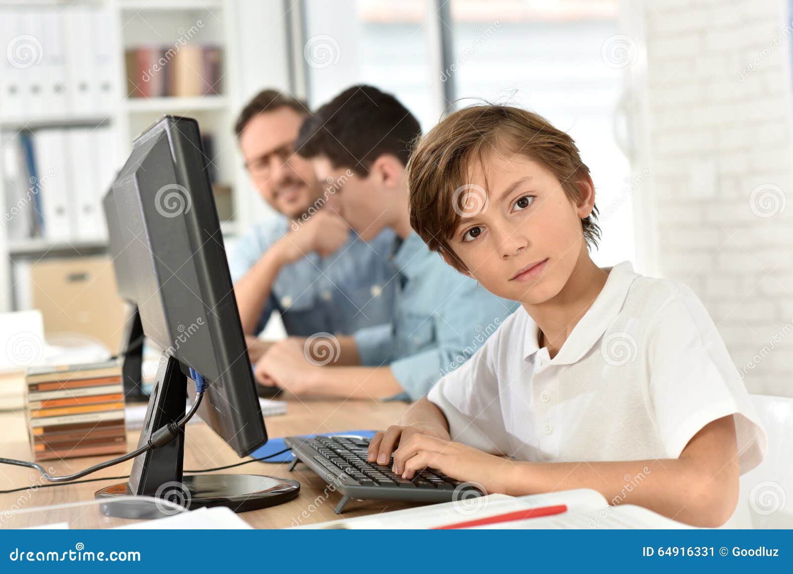 Portrait of Schoolboy in Class Stock Image - Image of technology ...