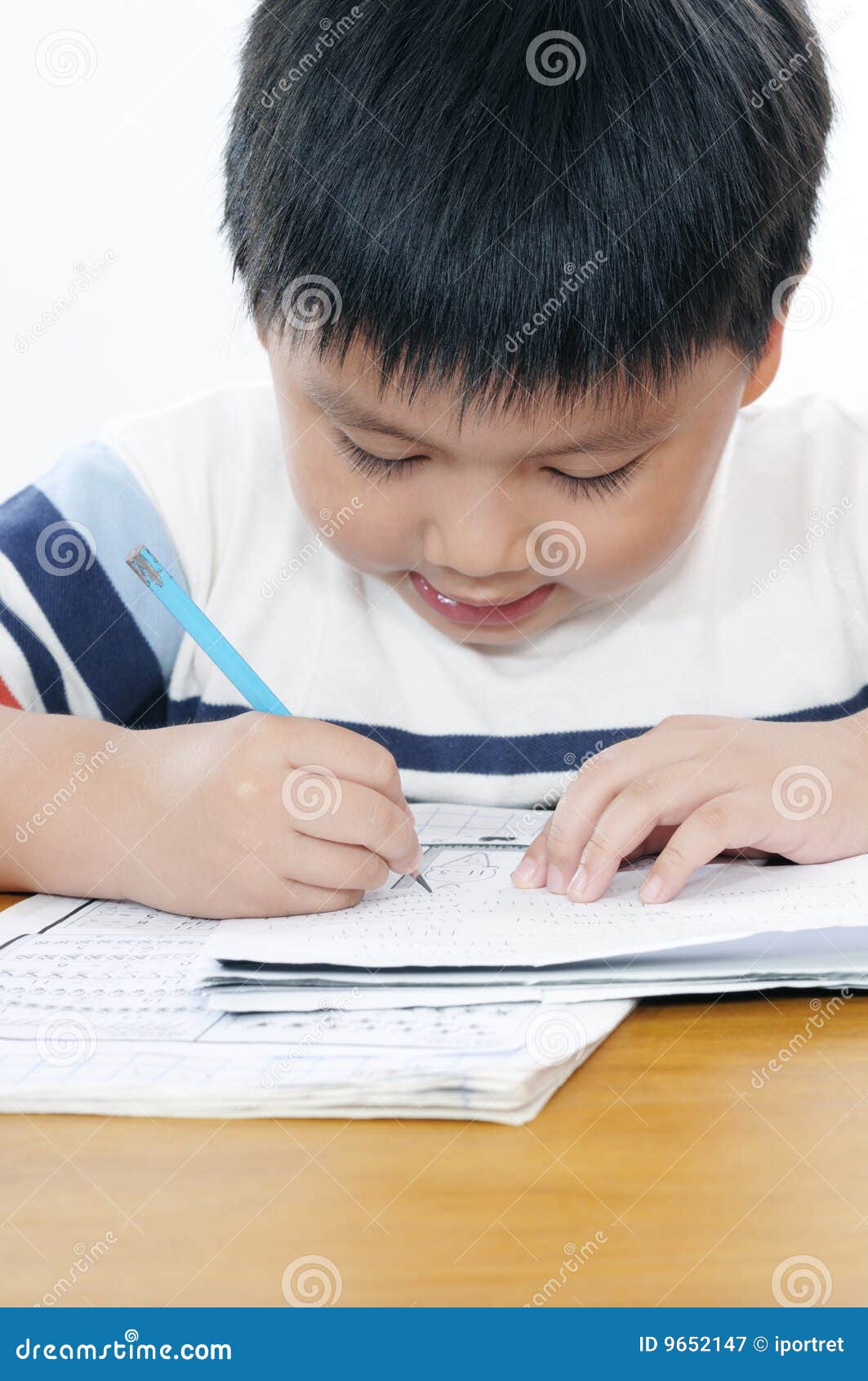 Portrait of a Schoolboy Doing Schoolwork Stock Image - Image of ...