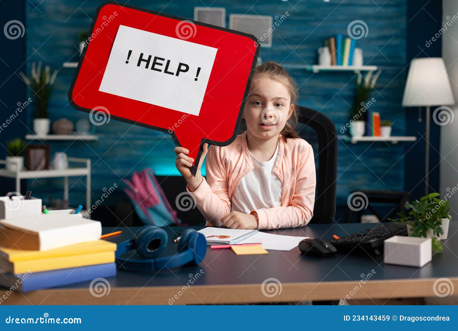 Portrait of Schoolkid Struggling with School Problem Stock Image ...