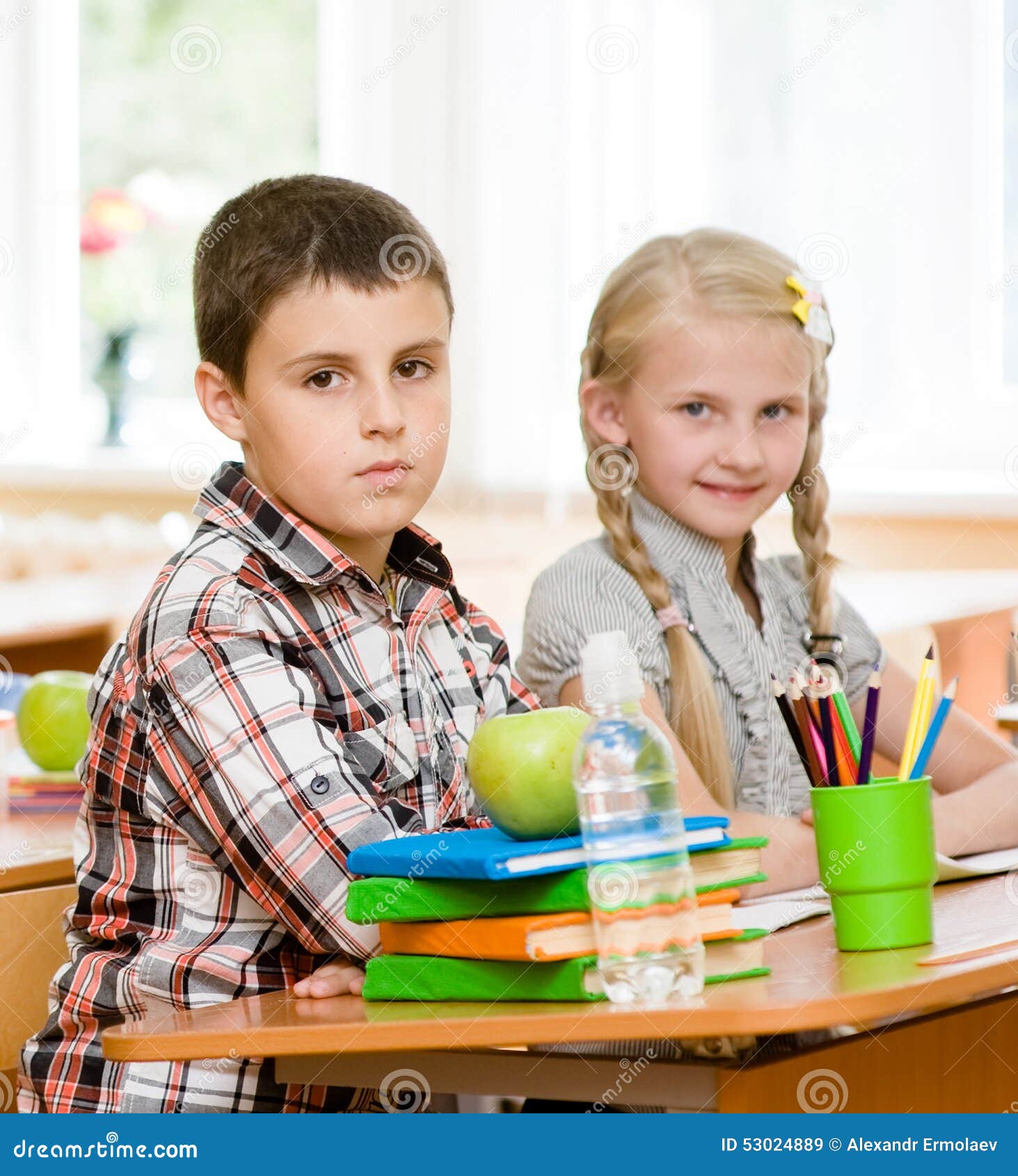 Portrait of Schoolkids Looking at Camera at Workplace Stock Image ...