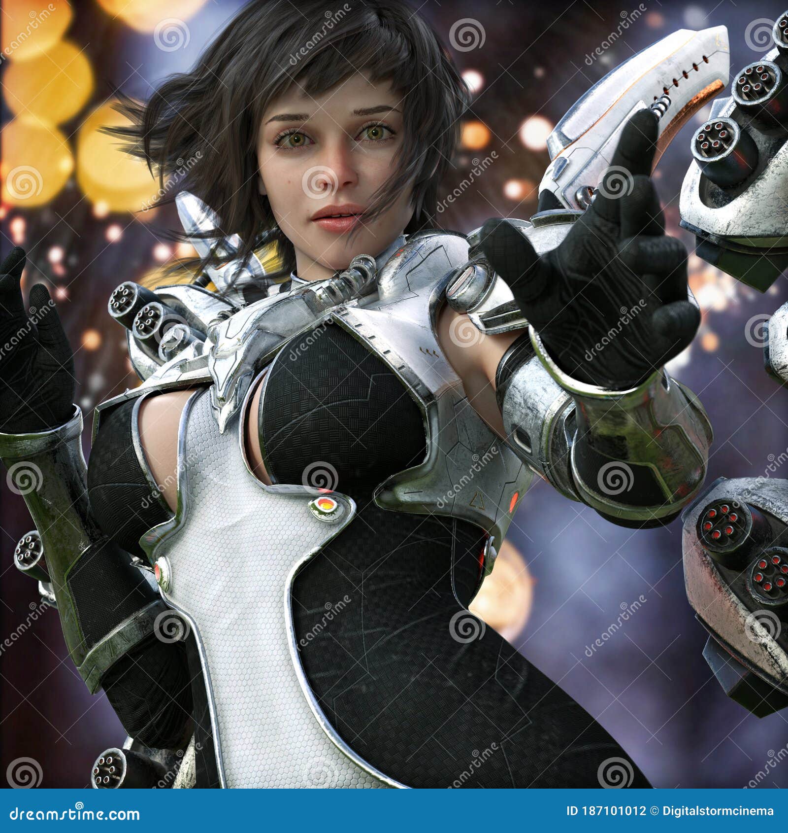 Portrait Of A Futuristic Sci Fi Female Wearing A Tactical Jump Suit And ... Portrait Of A Futuristic Sci Fi Female Wearing A Tactical Jump Suit And ...