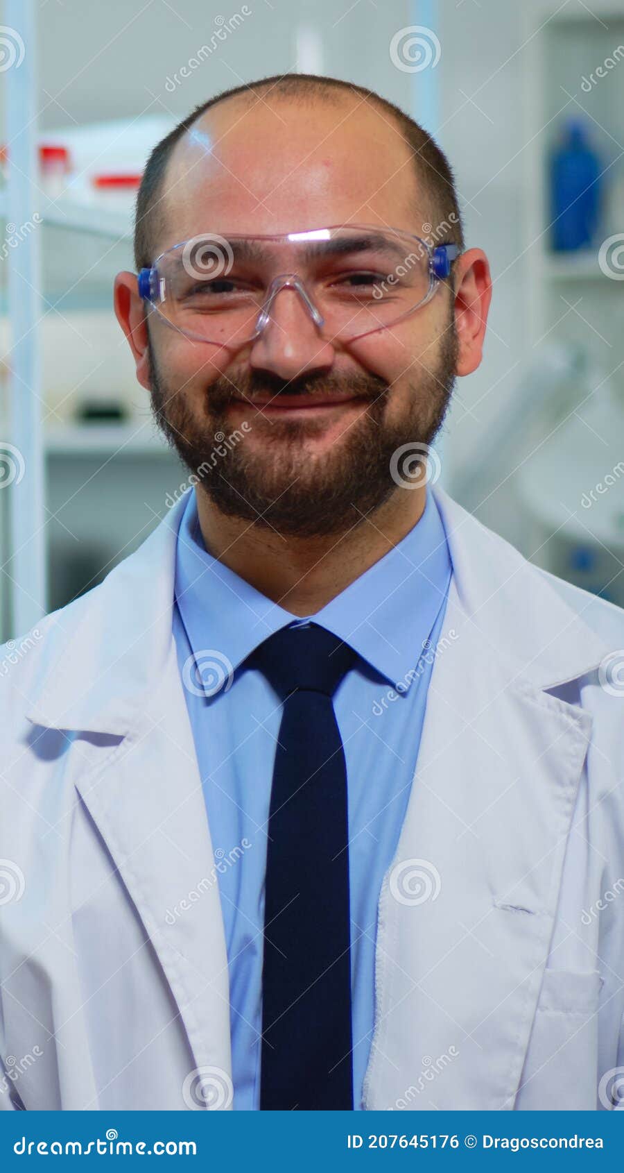 Portrait of Scientist Man Smiling at Camera Sitting in Modern ...