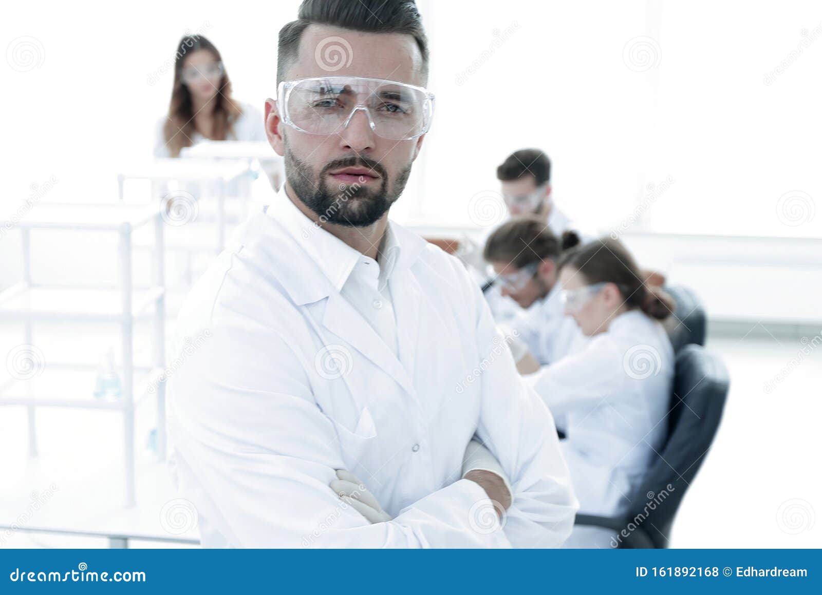 Scientist Microbiologist in the Laboratory Background. Stock Photo ...