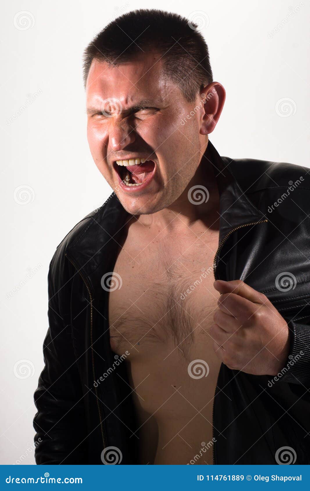 Portrait of a Screaming Man. Stock Image - Image of side, expression ...