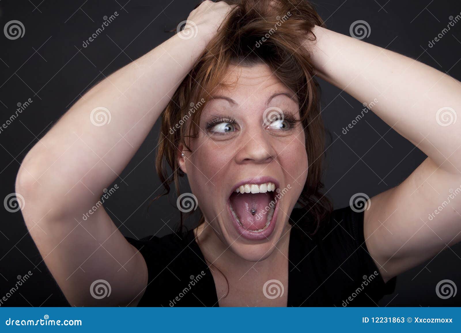 Portrait of a Screaming Woman Stock Image - Image of cute, hair: 12231863