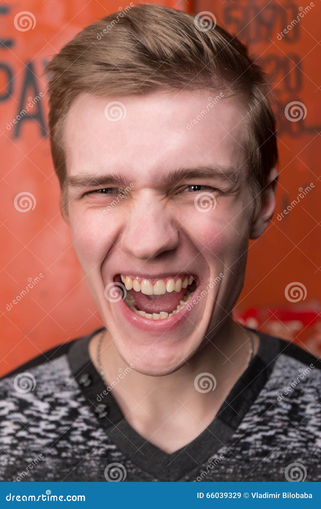 Portrait of Screaming Young Men Stock Image - Image of shouting ...