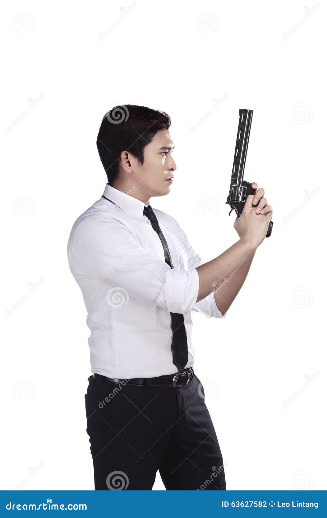 Portrait of Secret Agent Holding a Gun Stock Photo - Image of handgun ...