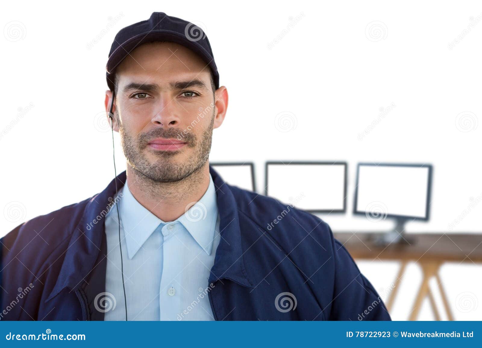 Portrait of Security Officer with Computers in Background Stock Image ...