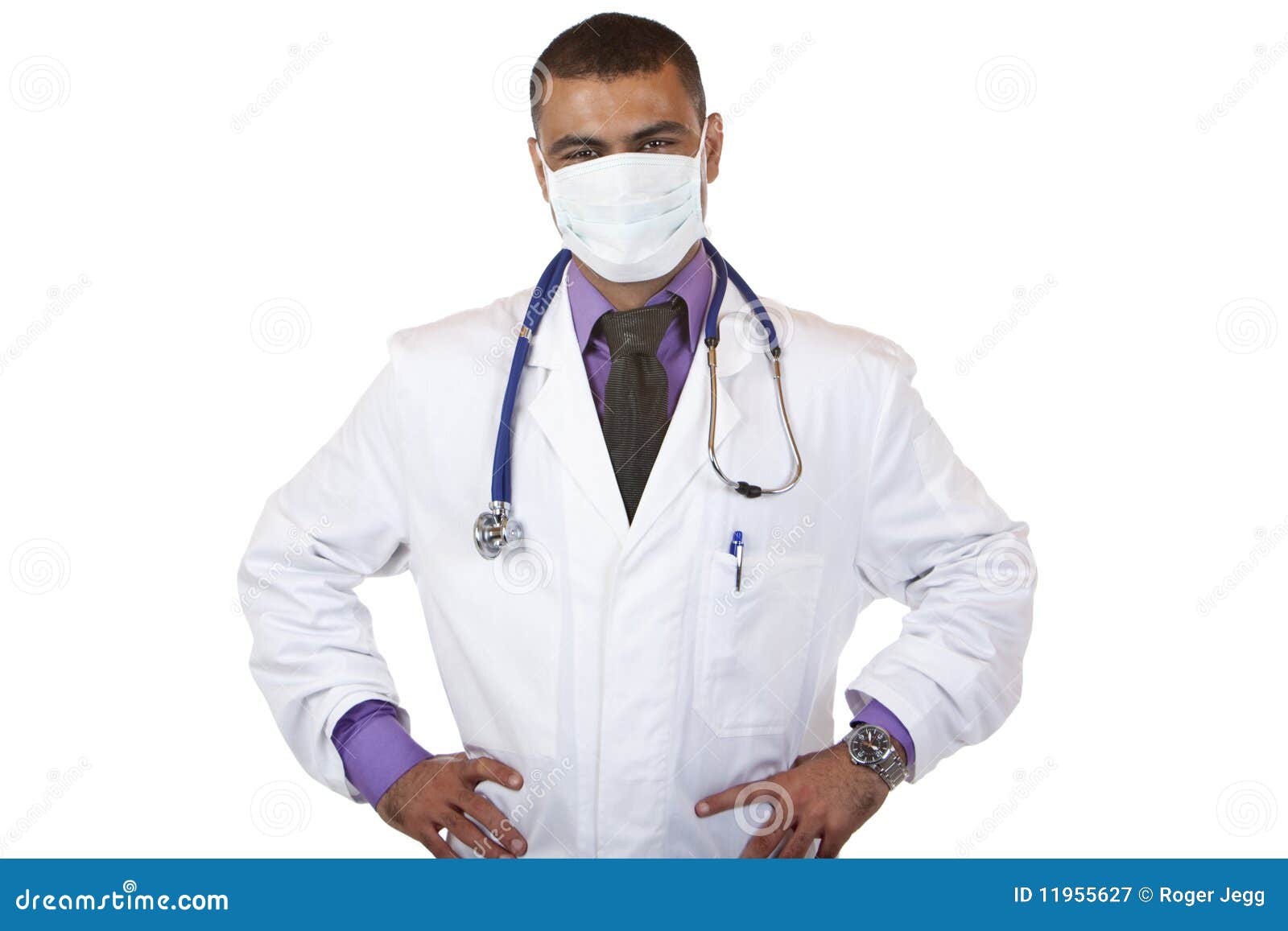 Portrait of Self Confident Doctor with Mask Stock Image - Image of coat ...