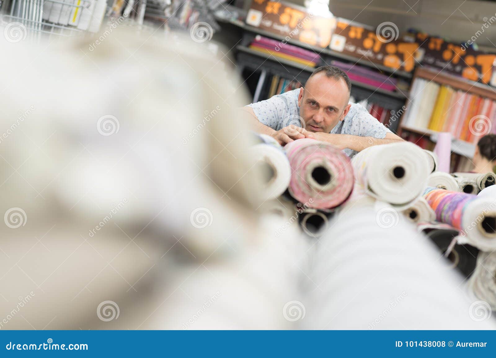 Wallpaper Store Concept For Renovation. Young Family Chooses Wall ...