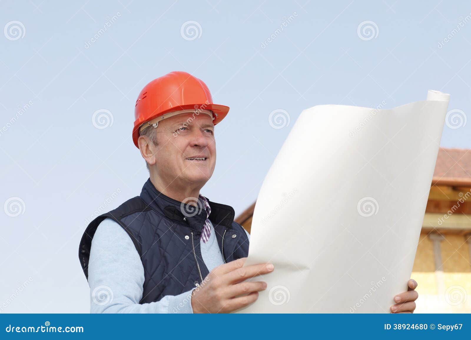 Portrait of Senior Architect Stock Photo - Image of manual, hardhat ...