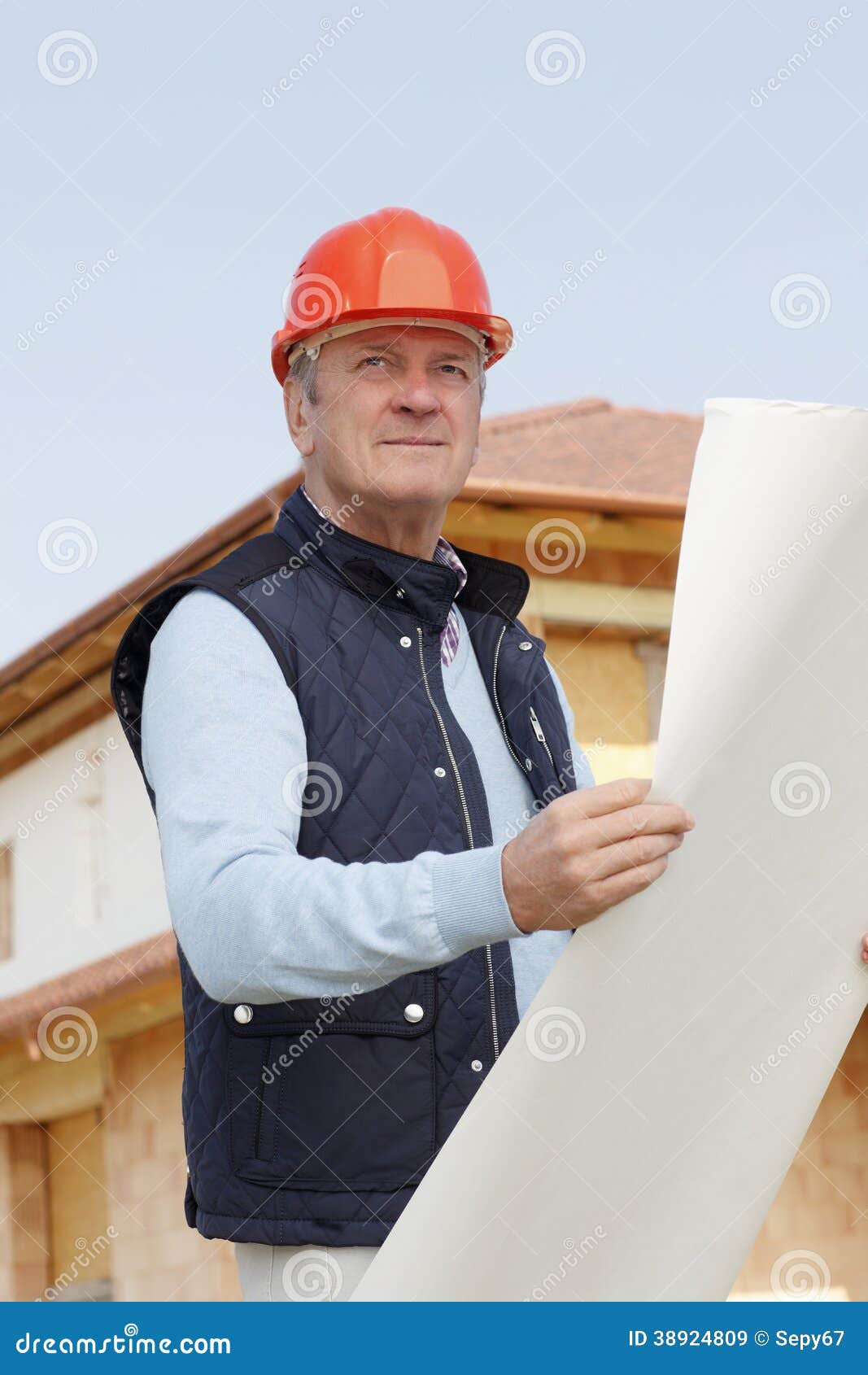 Portrait of Senior Architect Stock Image - Image of hardhat ...