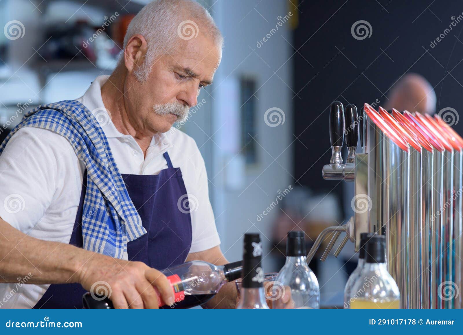 Portrait Senior Barista Opening Bottle Stock Photo - Image of taste ...