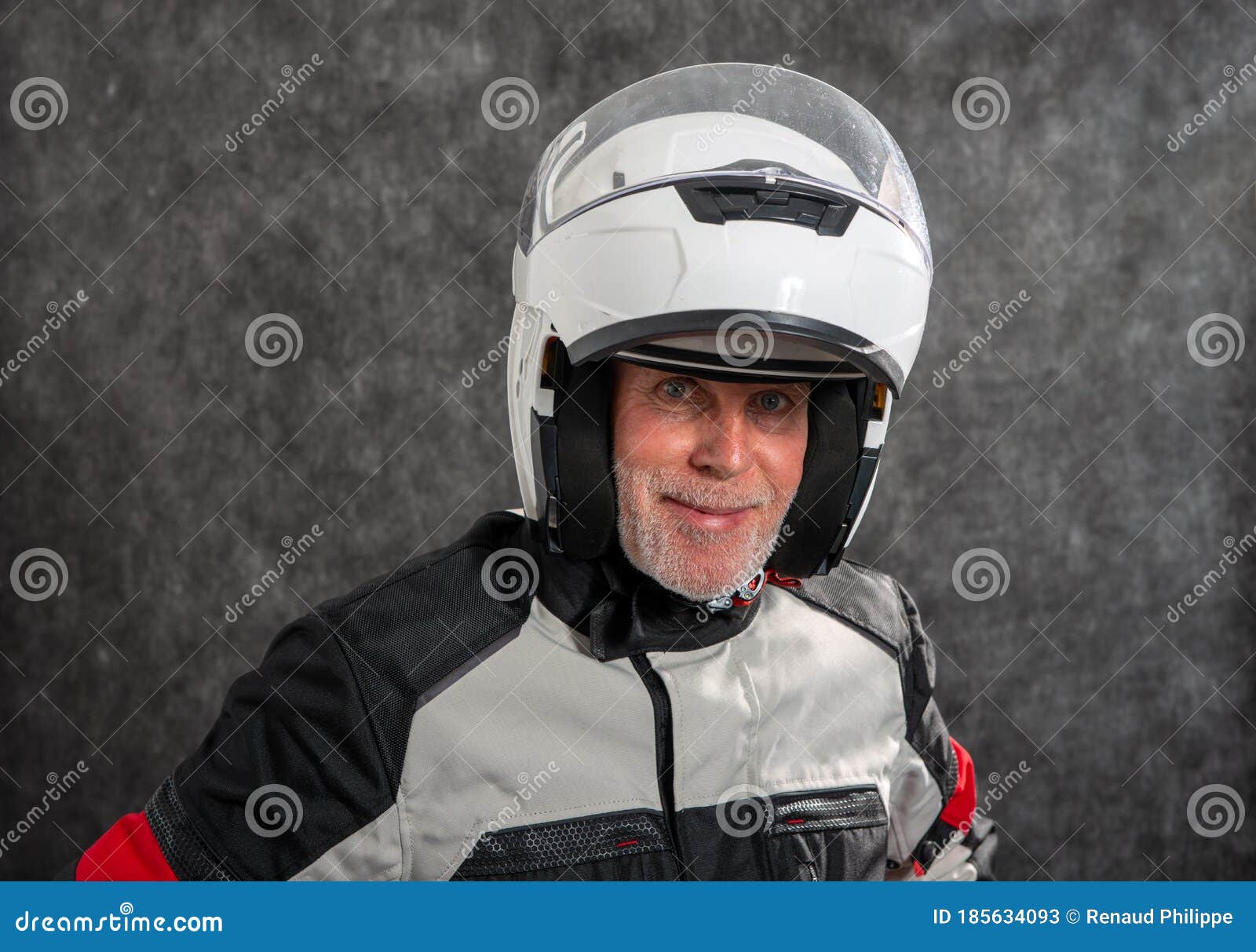 Portrait of Senior Biker with Helmet Stock Image - Image of cool ...