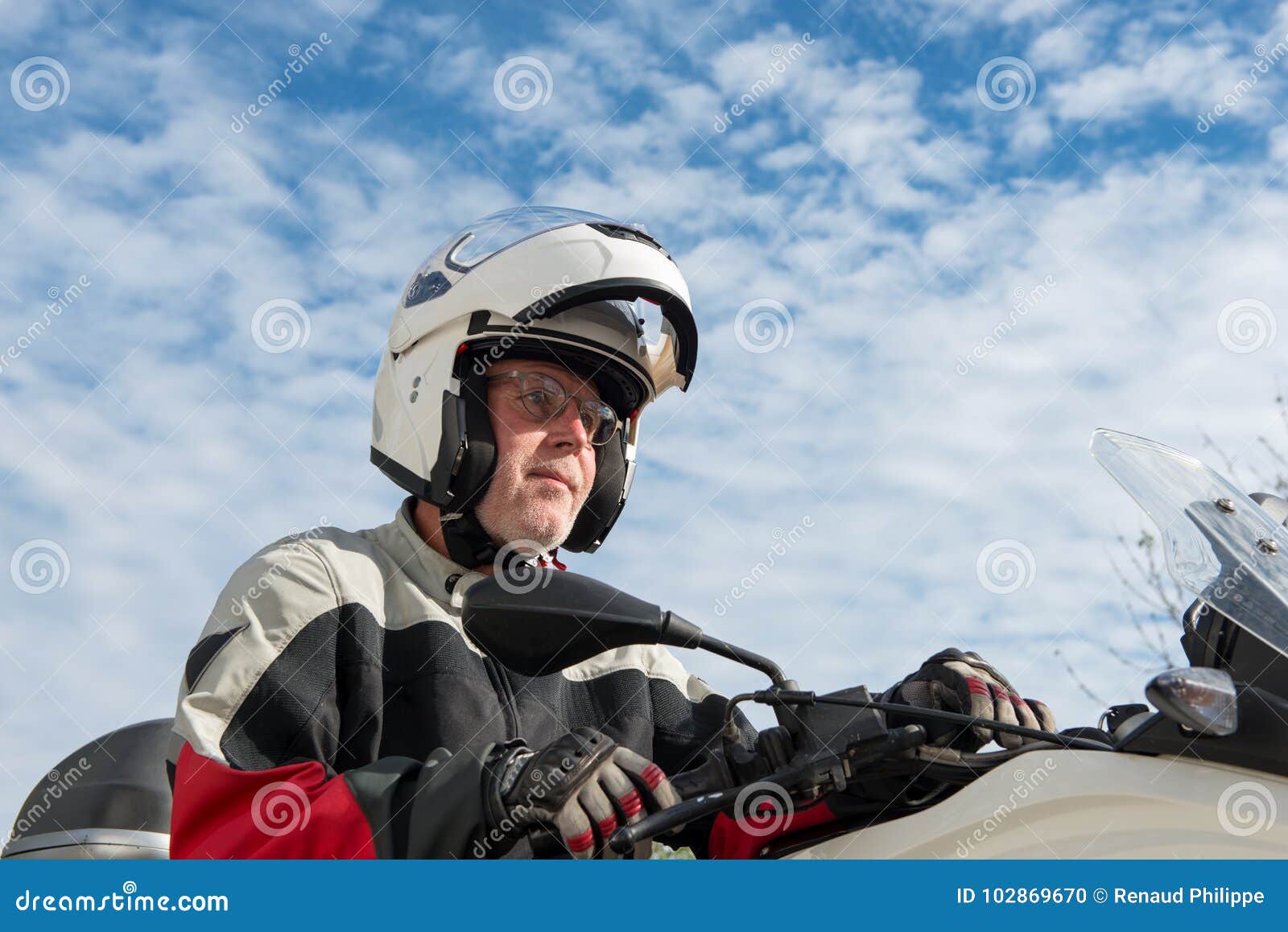 Portrait of a Senior Biker on His Motorcycle Stock Photo - Image of ...
