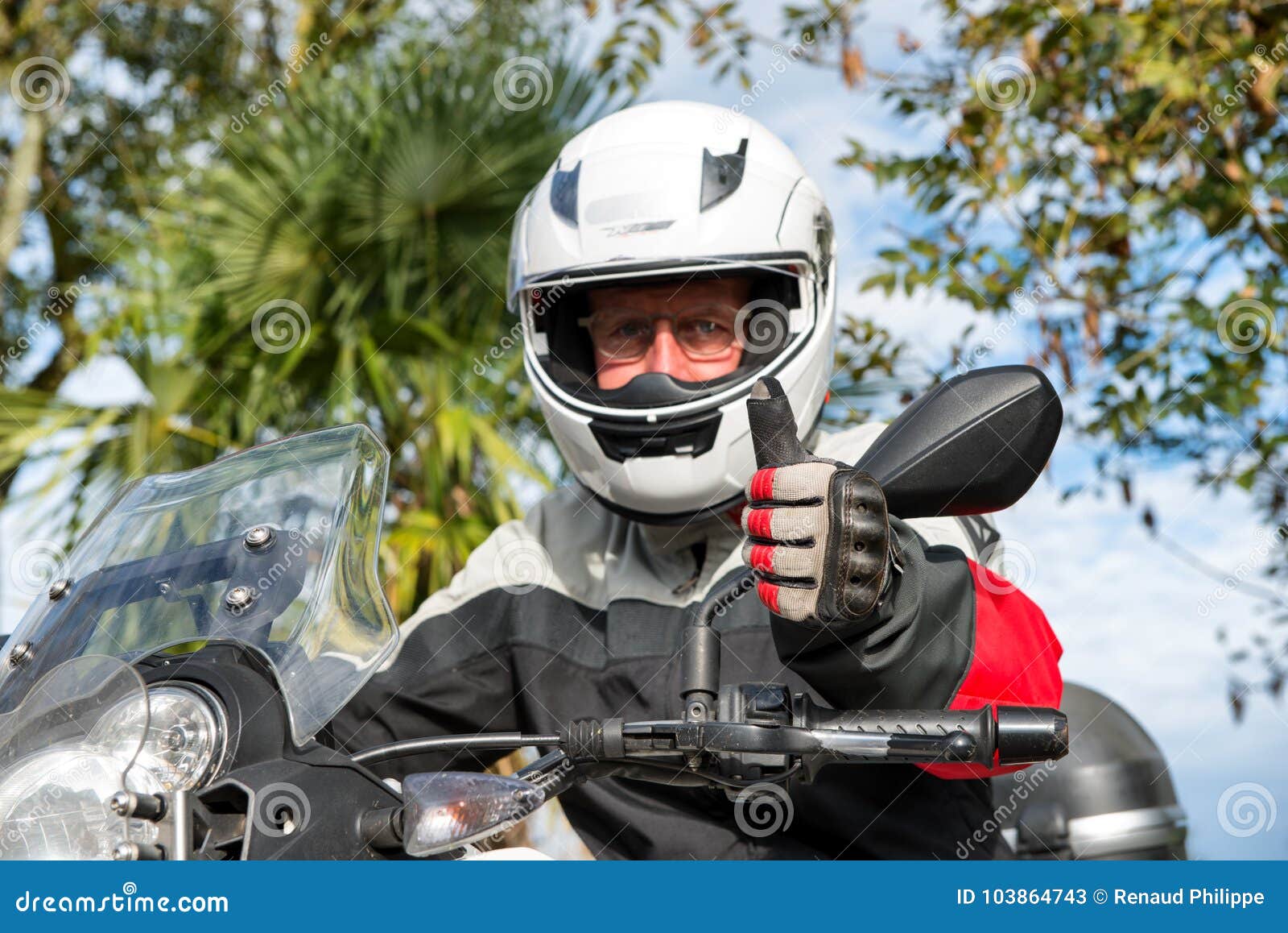 Portrait of a Senior Biker on His Motorcycle Stock Image - Image of ...