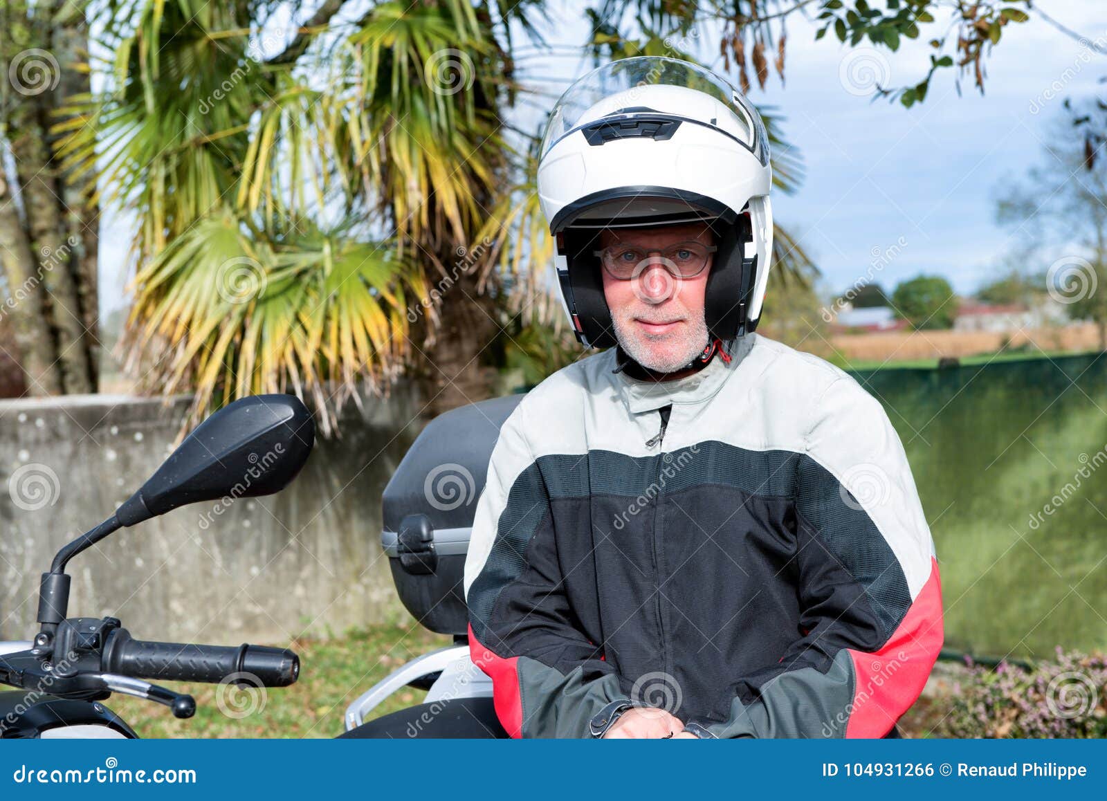 Portrait of a Senior Biker on His Motorcycle Stock Photo - Image of ...
