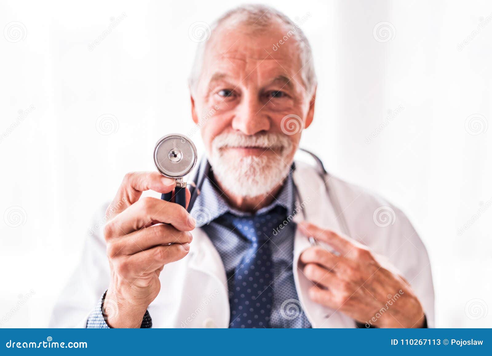 Portrait of a Senior Doctor in Office. Stock Image - Image of hair ...