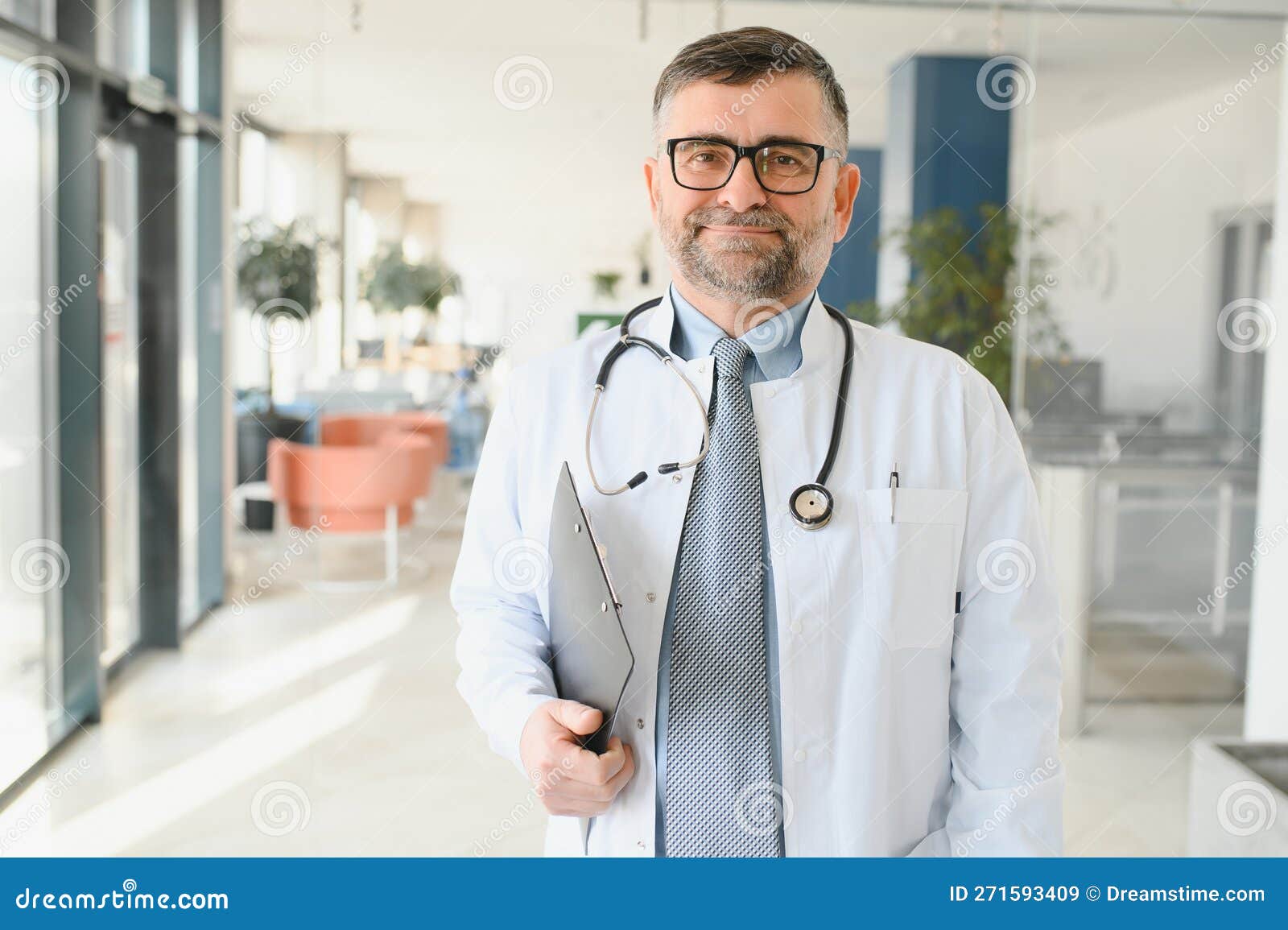 Portrait Of Senior Doctor In White Coat Stock Image Image Of Gray