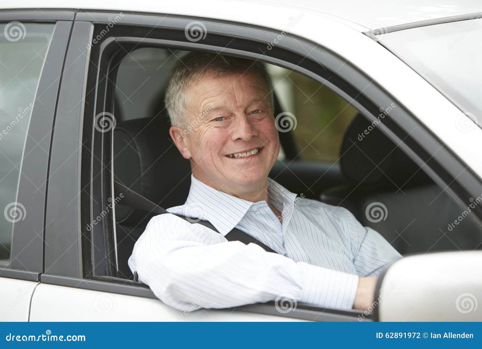 Portrait of Senior Driver in Car Stock Photo - Image of happy, sixties ...