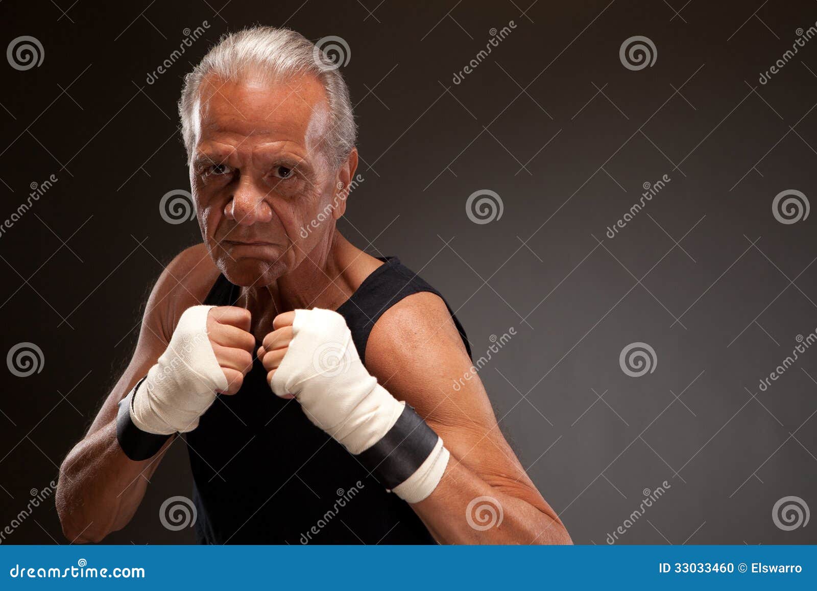 Portrait of a Senior Fighter Ready To Fight Stock Photo - Image of grey ...