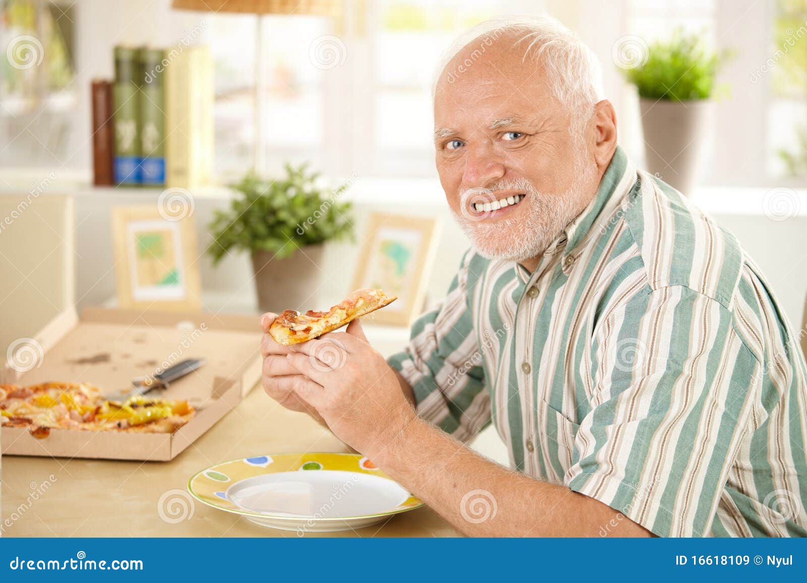 Portrait of Senior Having Pizza Stock Image - Image of elderly, aged ...