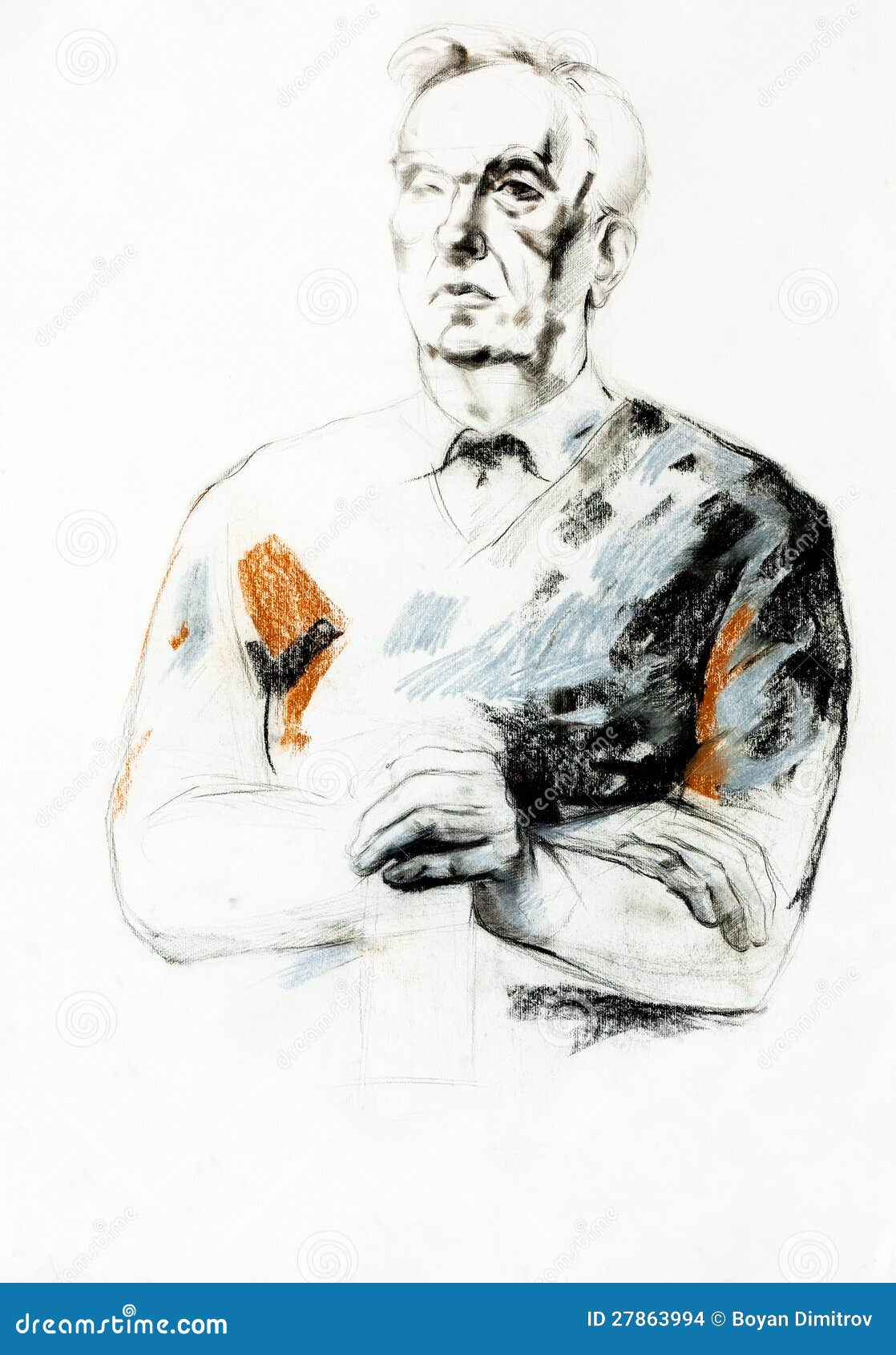 Portrait of a senior man stock illustration. Illustration of drawing ...