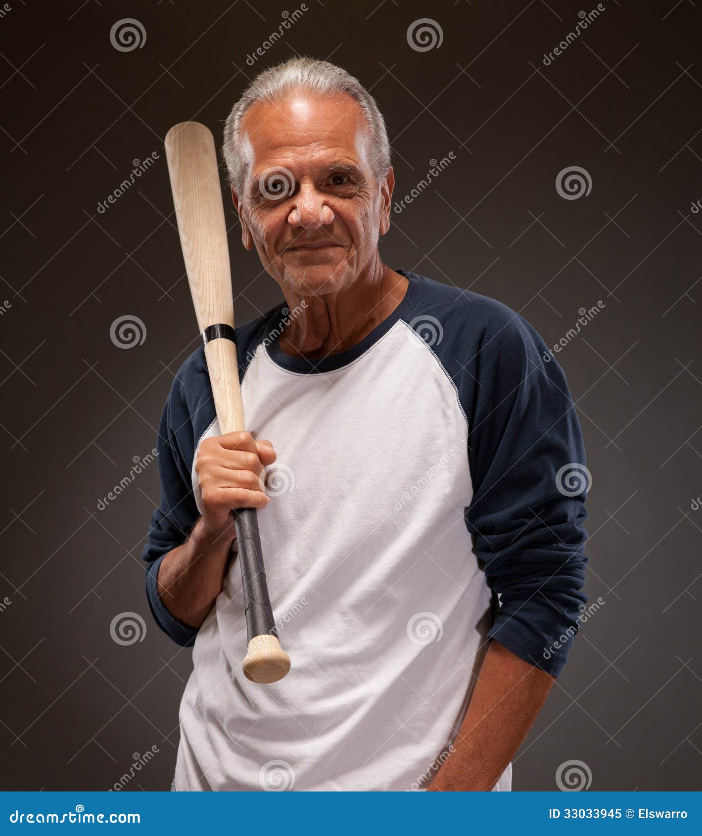 Portrait of a Senior Man with a Baseball Bat Stock Image - Image of ...